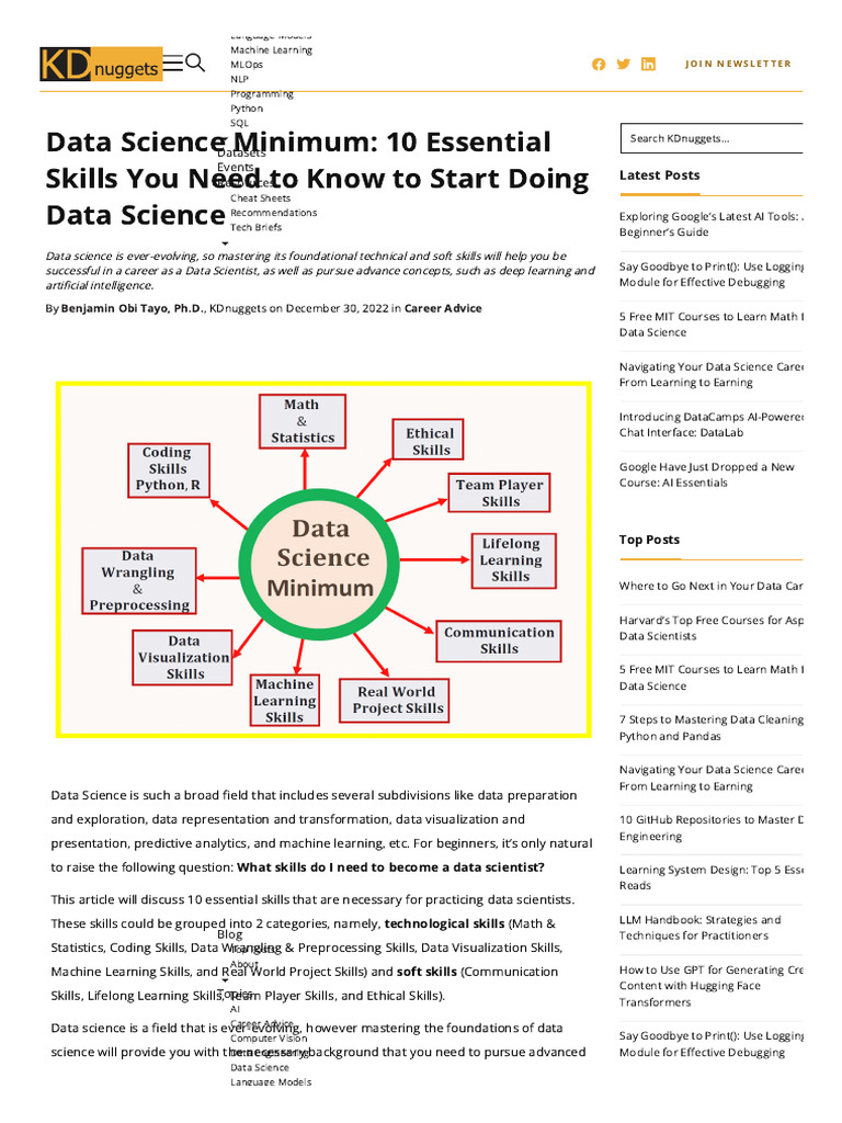 Data Science Minimum - 10 Essential Skills You Need To Know To Start ...