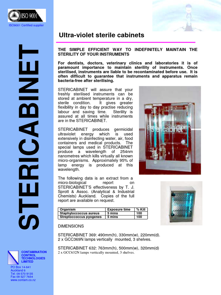 Steri Cabinet Ultra-violet sterile cabinets | PDF | Ultraviolet ...