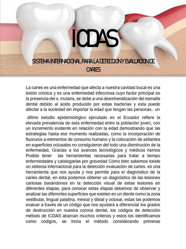 ICDAS | PDF | Esmalte de dientes | Medicina