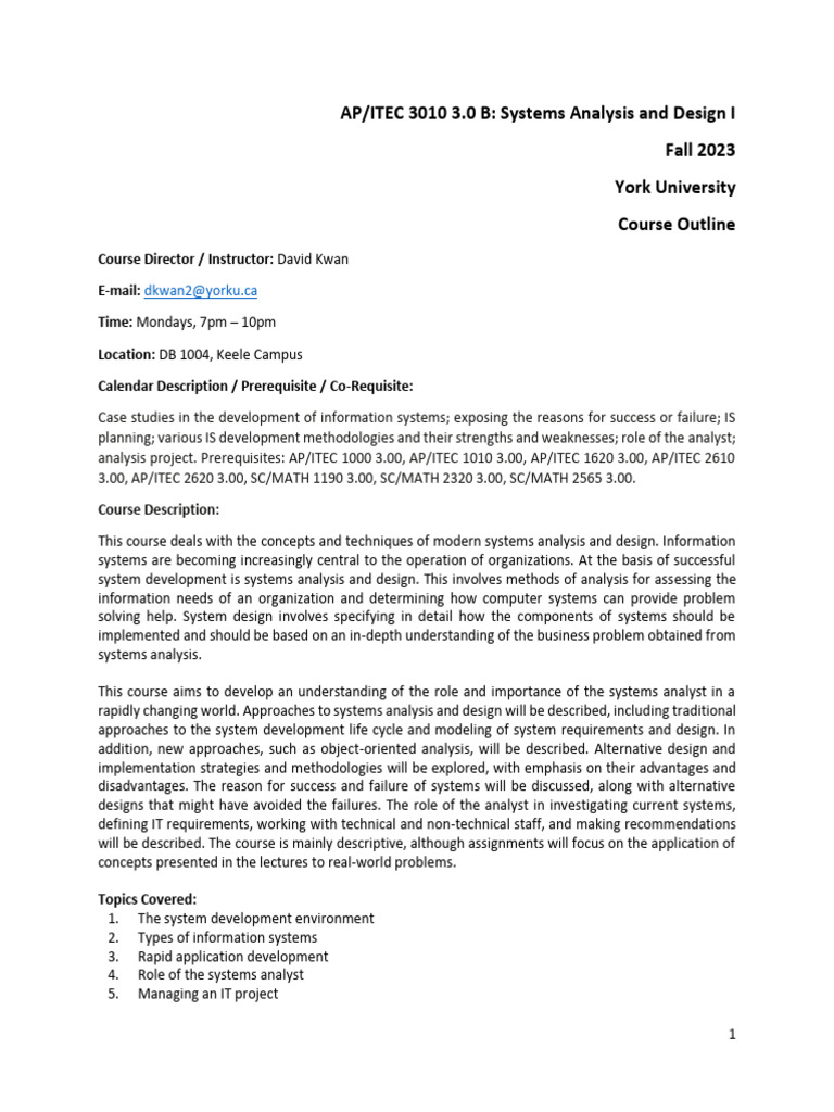 Course Outline 3010B F23 | PDF | Thesis | Methodology