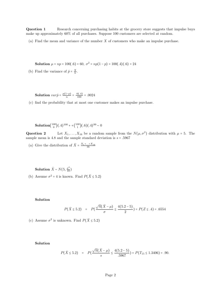 Math2565 Sample Finalexam | PDF