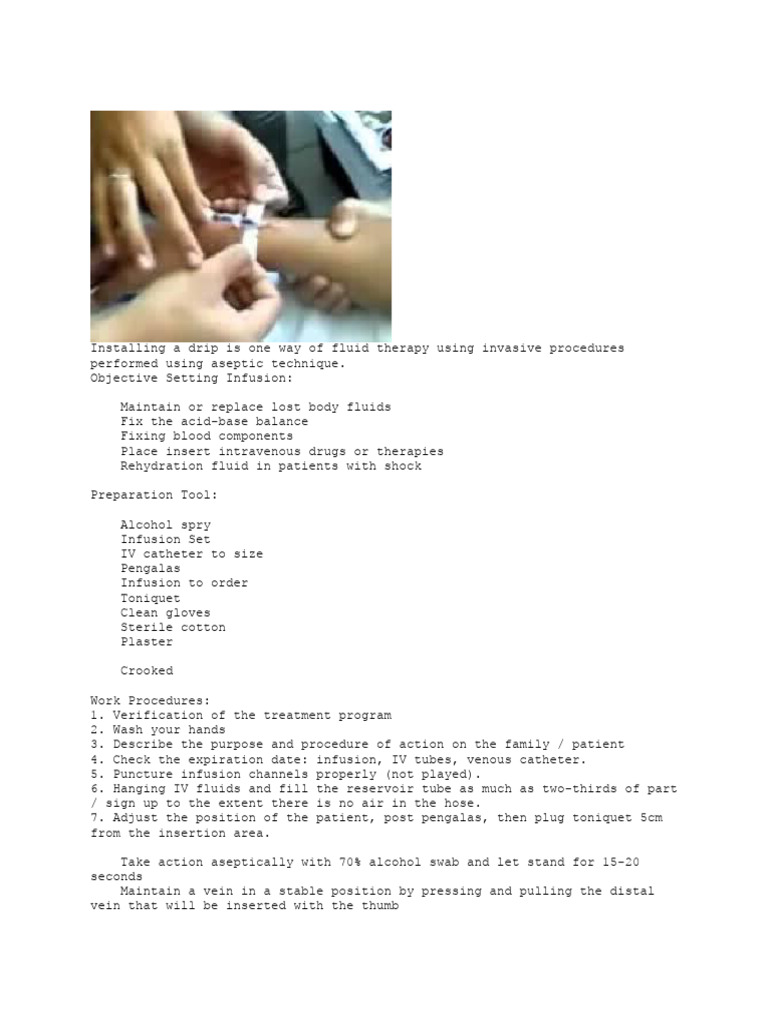 Installing A Drip Is One Way of Fluid Therapy Using Invasive Procedures ...