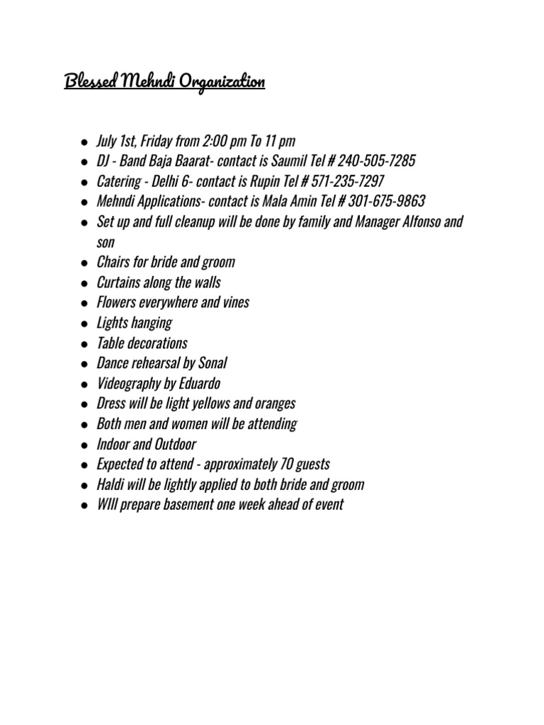 Blessed Mehndi Organization | PDF