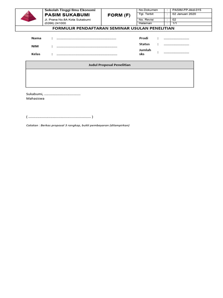 formulir pendaftaran seminar up 015 - Revisi 1 (1) | PDF