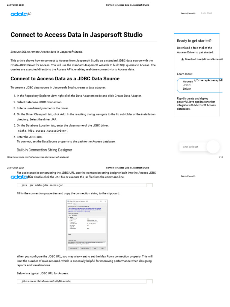 Connect To Access Data in Jaspersoft Studio | PDF | Databases | Computing