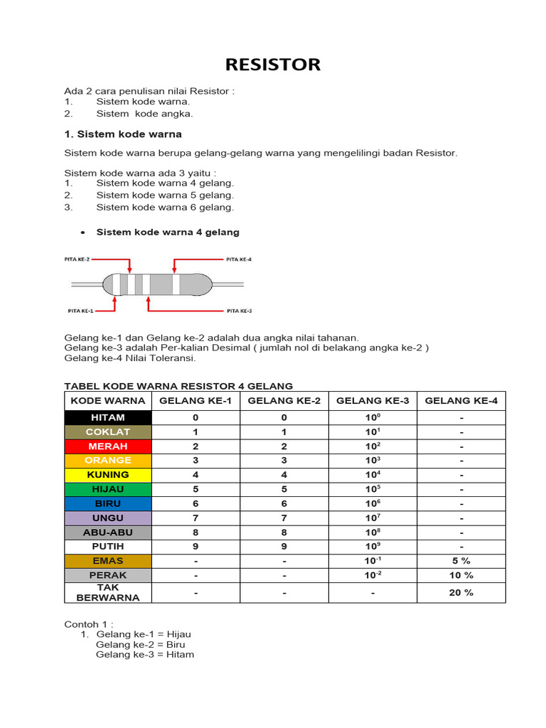Kode Warna Resistor dan Nilainya | PDF
