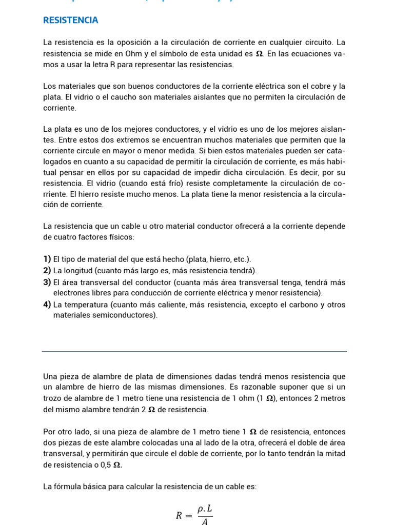 Apunte 1 Resistencias | PDF | Resistor | Resistencia Eléctrica y Conductancia