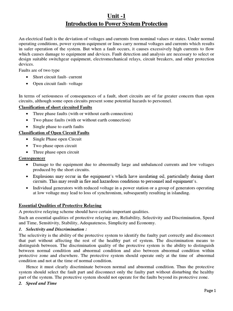 PSP Unit 1 | PDF | Fuse (Electrical) | Electric Arc
