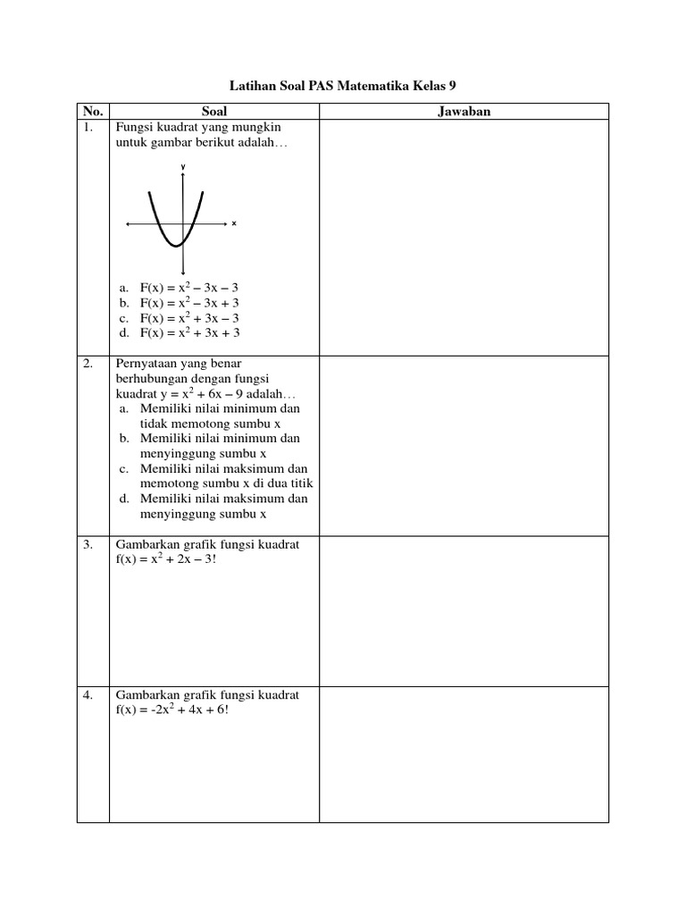 Latihan Soal PAS Matematika Kelas 9 | PDF