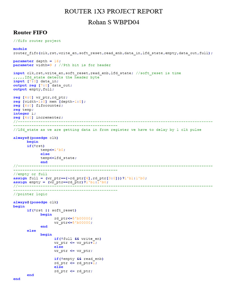 Router 1x3 Report Rohan S WBPD04 | PDF | Computer Science | Computing