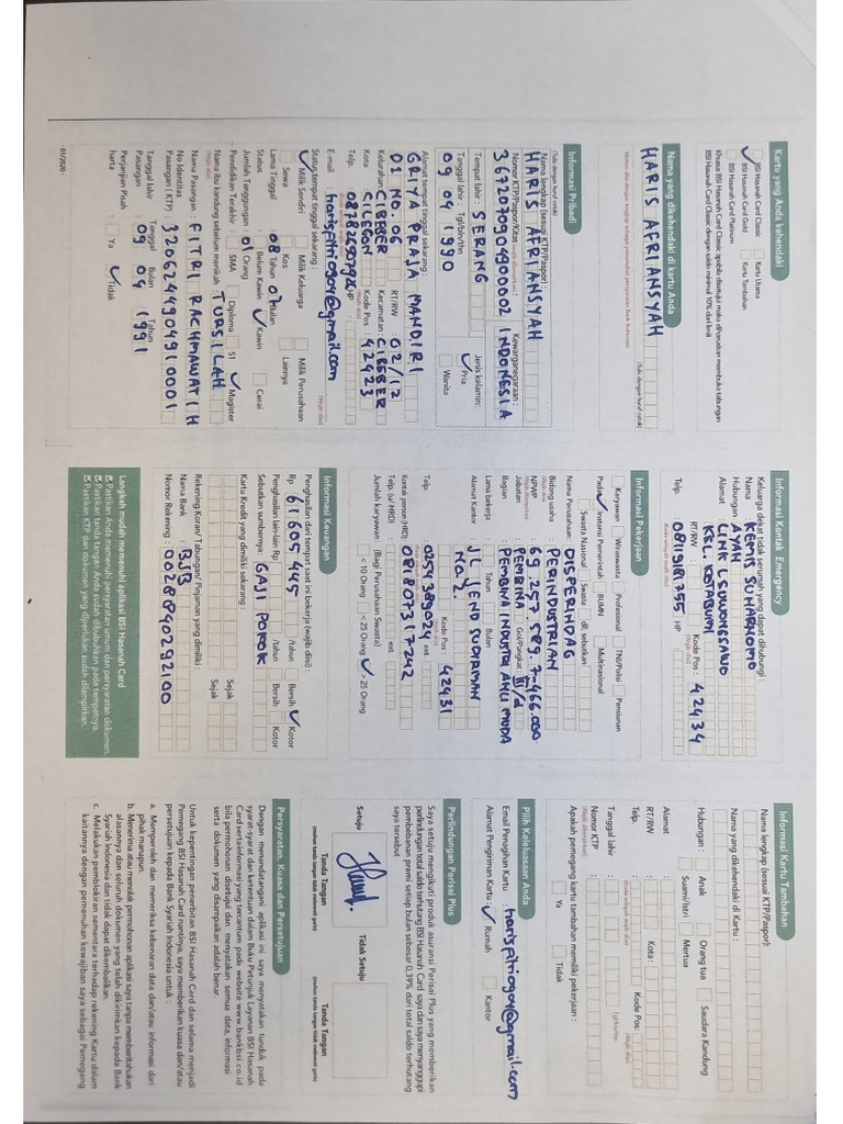 Form Bsi Hasanah Gold | PDF