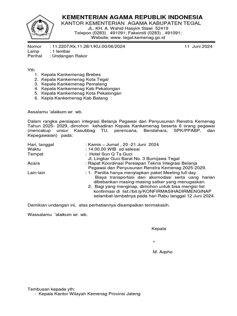 Undangan Rakor Karasiedenan | PDF