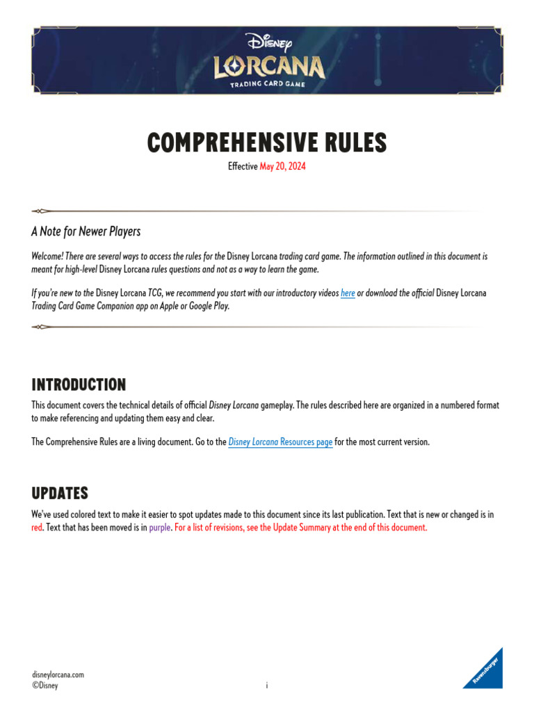 Disney Lorcana Comprehensive Rules | PDF | Playing Cards | Reserved Word