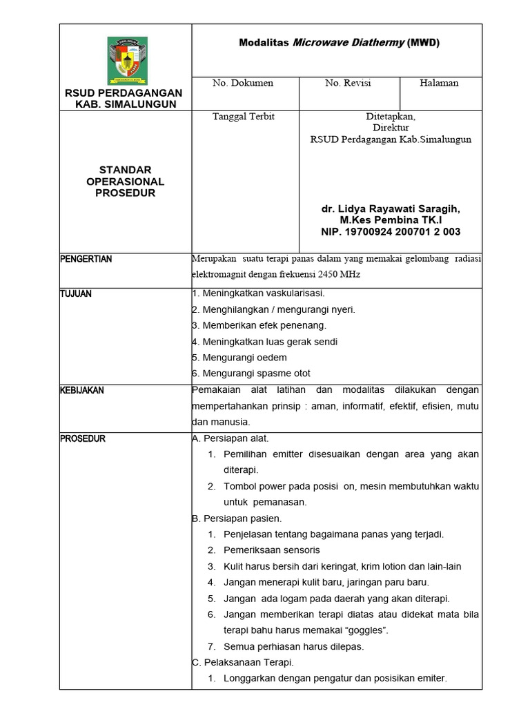 SOP Modalitas MWD | PDF