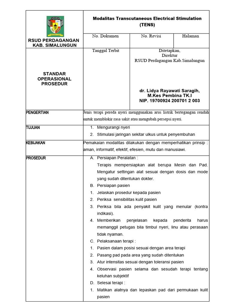 SOP Modalitas Listrik TENS | PDF