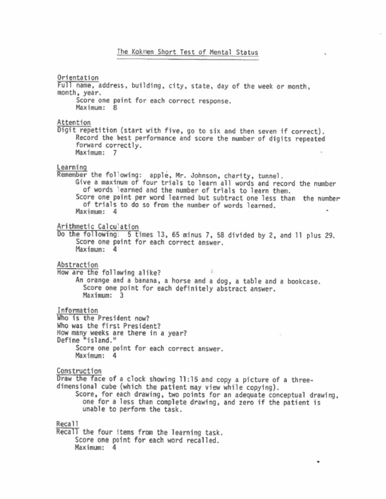 Kokmen MMSE | PDF