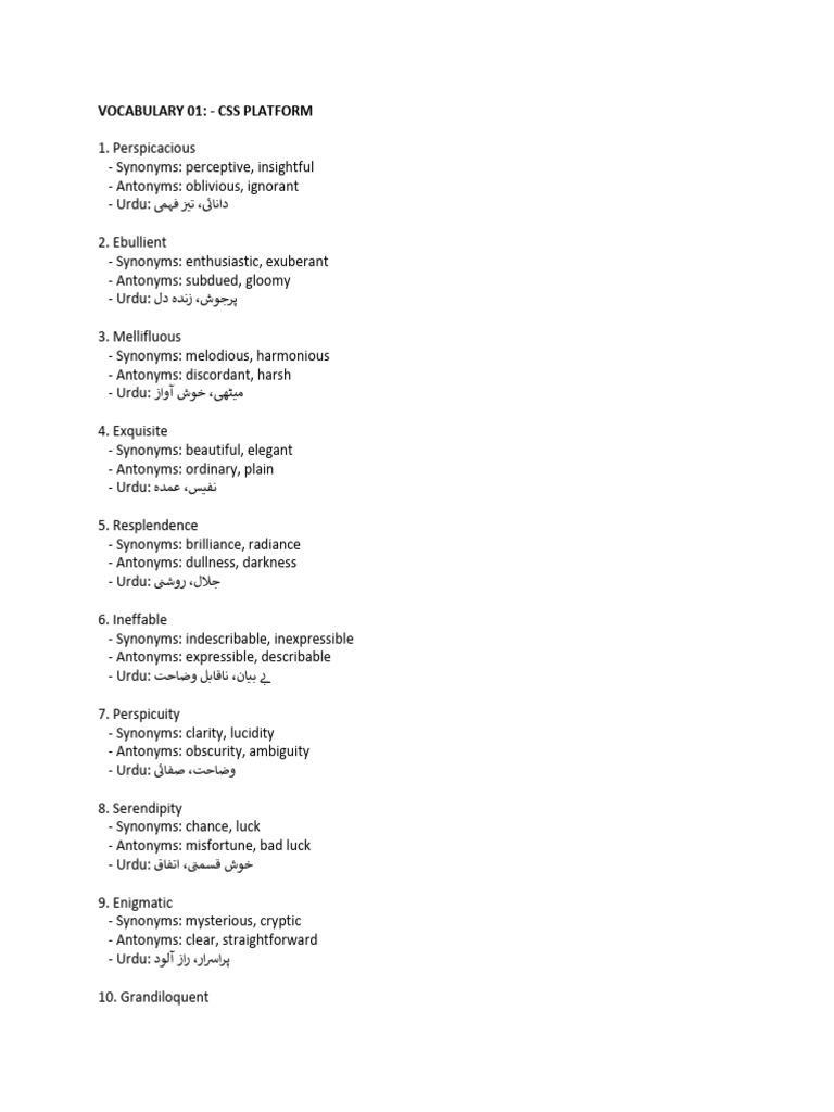 CSS PLATFORM - VOCABULARY | Download Free PDF | Famine