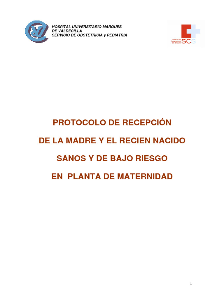 Protocolo de Recepcion RN Planta Maternidad Humv | PDF | Parto ...