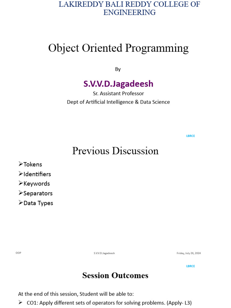Unit-I Introduction To Operators | PDF | Mathematical Logic | Computing