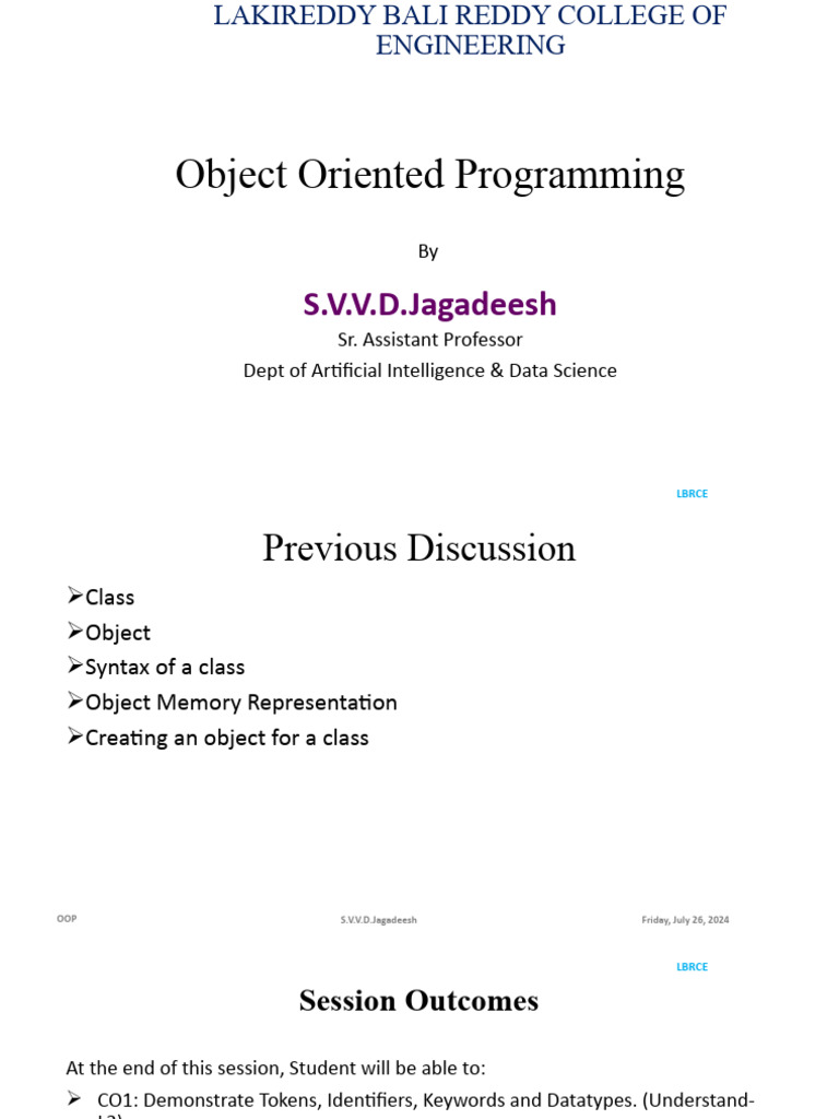 Unit-I Introduction To Tokens, Identifiers, Keywords, Datatypes | PDF | Reserved Word | Method ...