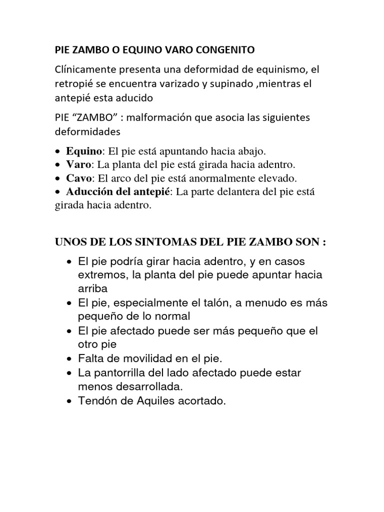Pie Zambo o Equino Varo Congenito | PDF | Pie | Sistema musculoesquelético