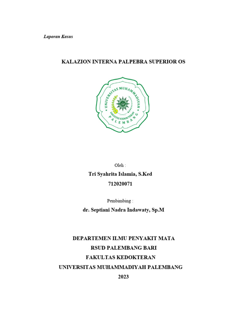 Kalazion Palpebra Superior: Laporan Kasus | PDF | Sains & Matematika
