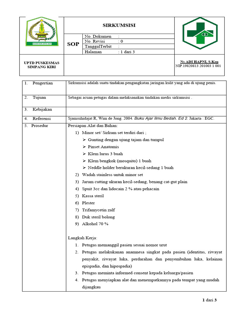 Sop Sirkumsisi | PDF | Pengembangan Diri | Kesehatan Holistik