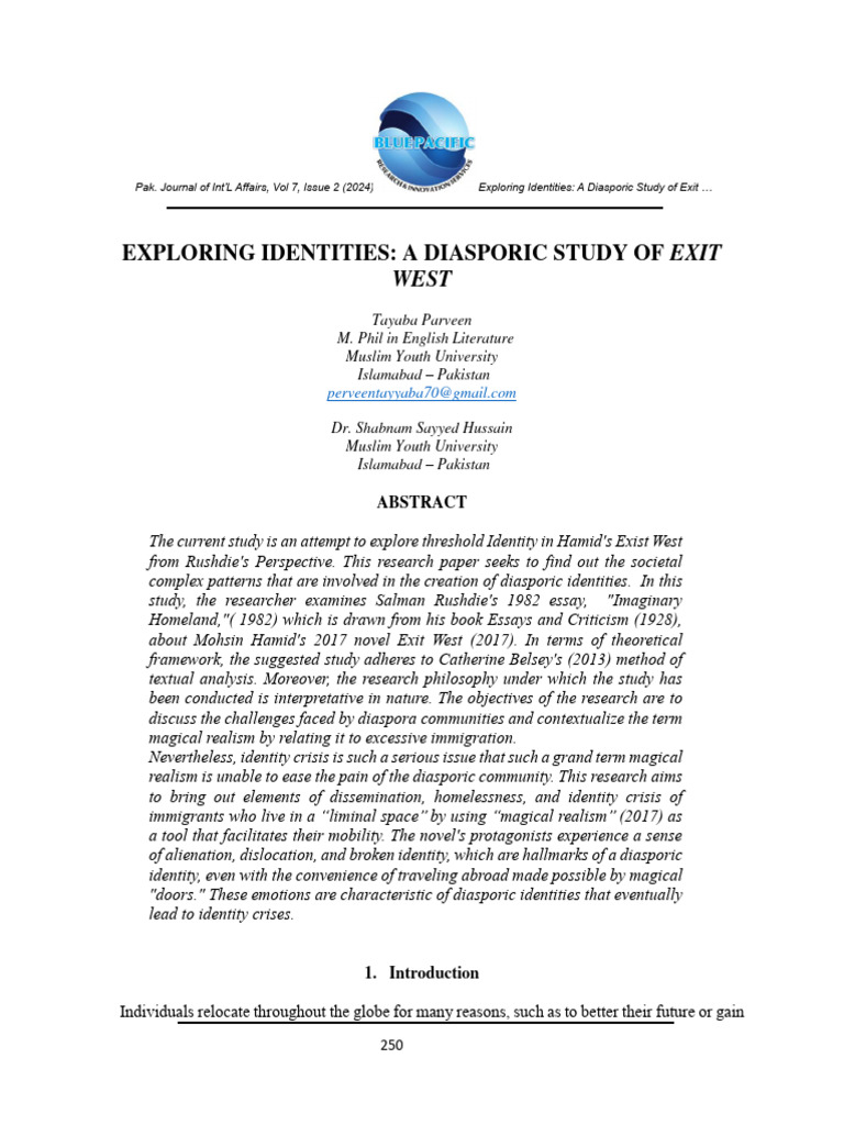 17 Exploring Identities A Diasporic Study of Exit West | PDF | Diaspora