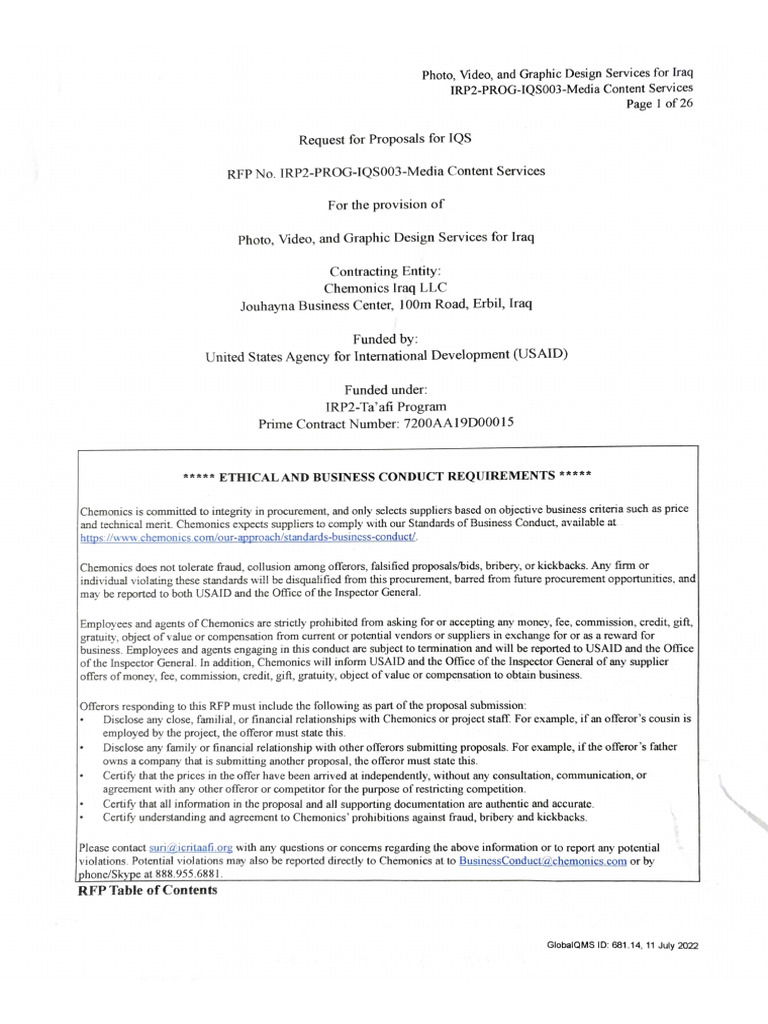 RFP No. IRP2-PROG-IQS003-Media Content Services | PDF