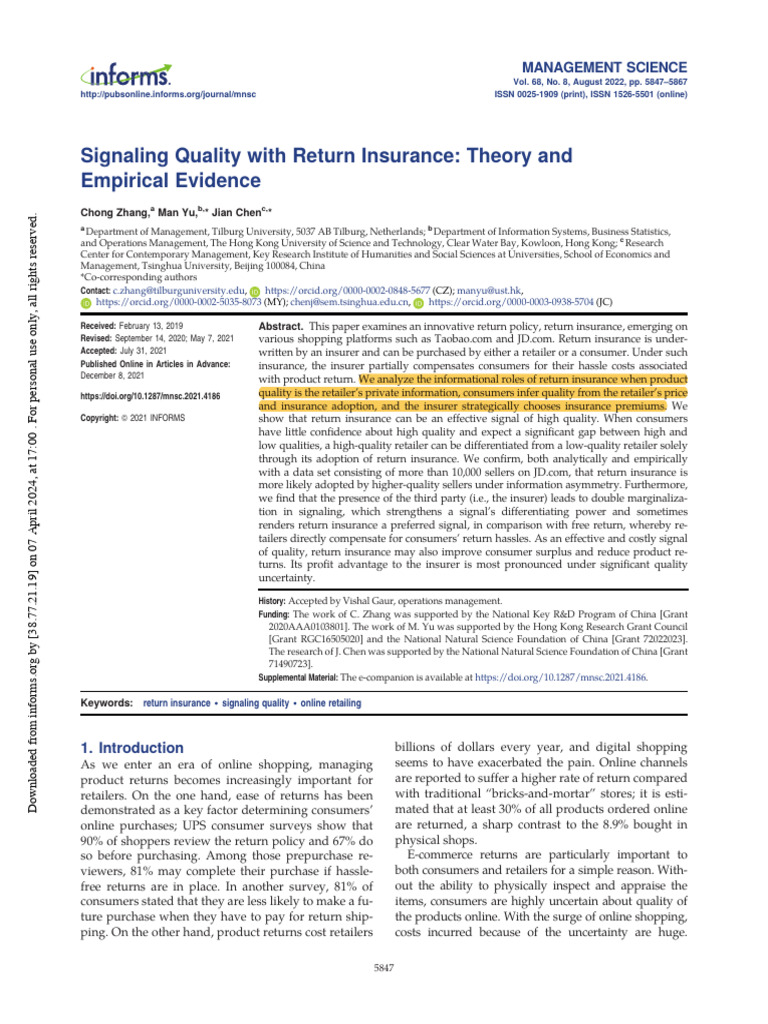 Signaling Quality 2021 | PDF | Retail | Insurance