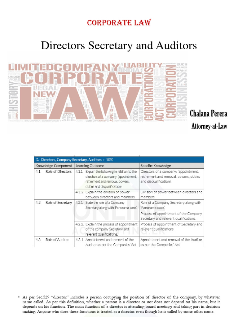 Directors, Secretary and Auditors | PDF | Board Of Directors | Justice