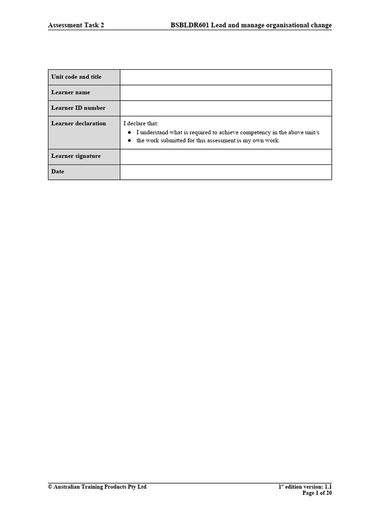 BSBLDR601 - Assessment Task 2v1 | PDF | Risk Management | Risk