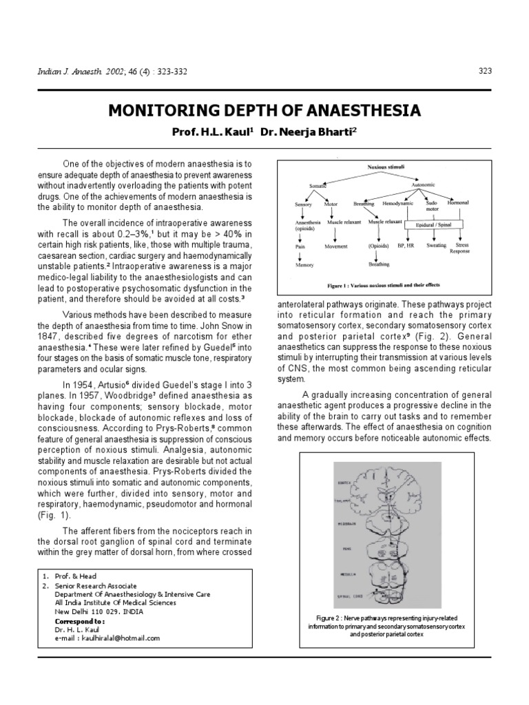 Monitoring Depth of Anaesthesia | Anesthesia | Electroencephalography