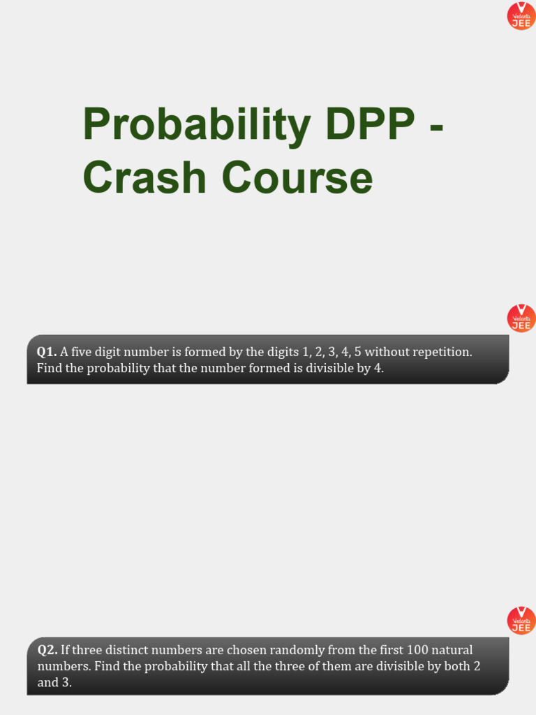 Probability DPP - Crash Course | PDF | Probability | Multiple Choice