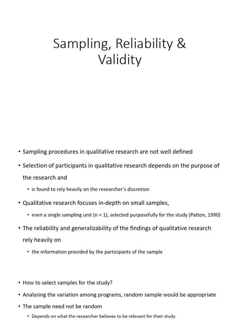 4,5 -- Sampling, Reliability & Validity | PDF | Sampling (Statistics) | Qualitative Research