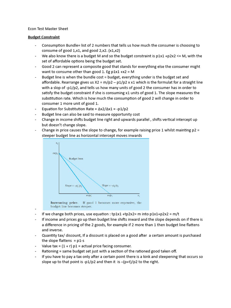 Econ Test Master Sheet | PDF | Utility | Demand