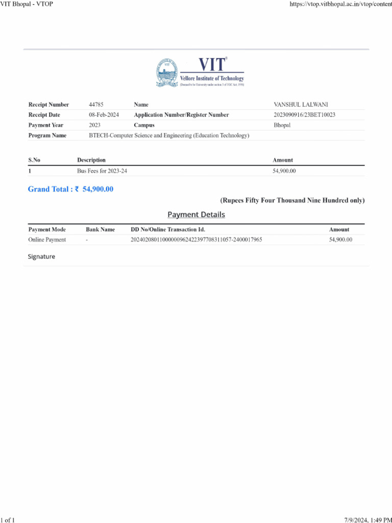 Bus Fee For 2024 | PDF