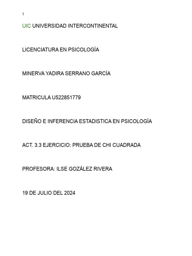 Ct. 3.3 Serrano - García - Prueba de Chi Cuadrada | PDF | Prueba de ji ...