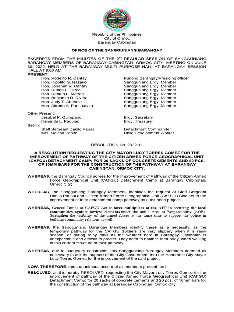 Resolution 11 - Improvement On Pathway To Cafgo Detachment | PDF | Military