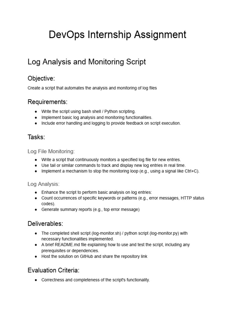 DevOps Internship Assignment | PDF | Control Flow | Scripting Language DevOps Internship Assignment | PDF | Control Flow | Scripting Language