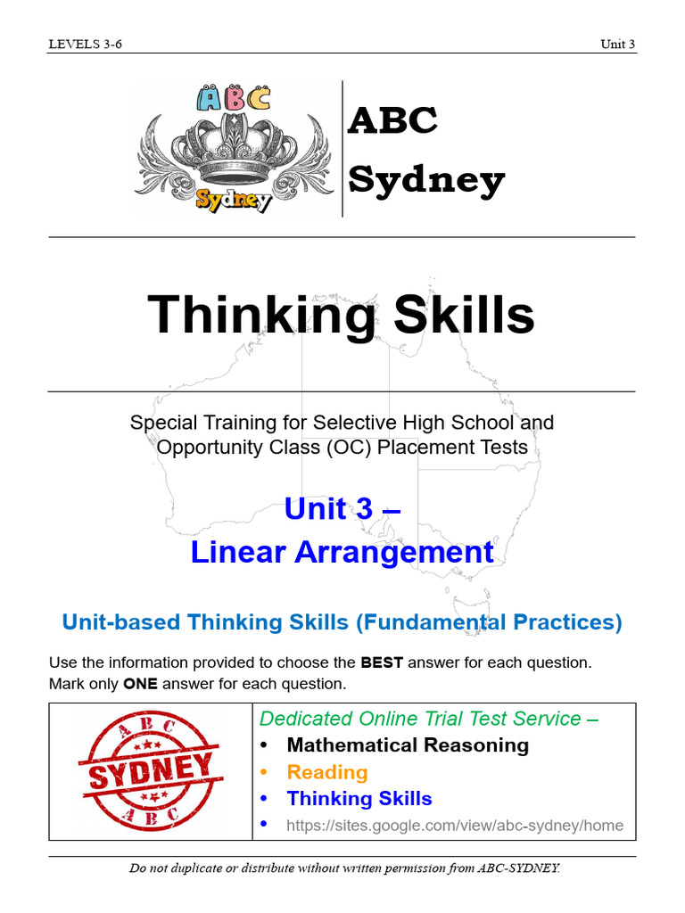 ABC SYDNEY STT Thinking Skills Unit 003 Questions | PDF | Mathematics