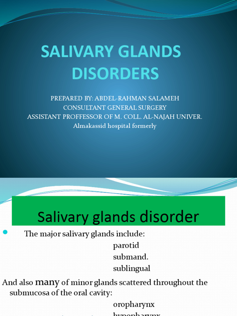 Salivary Glands Disorder | PDF | Animal Anatomy | Medical Specialties