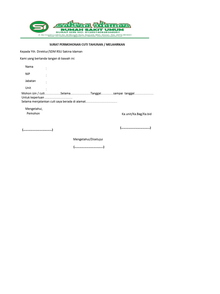 Surat Permohonan Cuti Tahunan Terbaru | PDF | Komputer