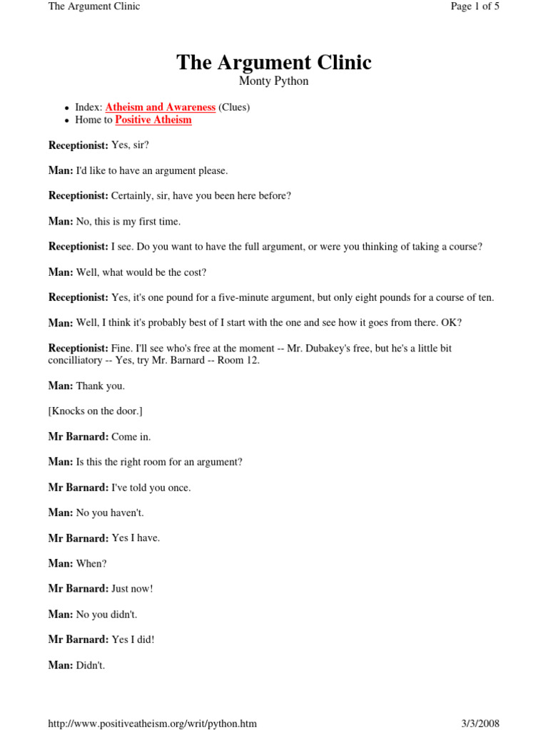 The Arugument Clinic by Monty Python | PDF