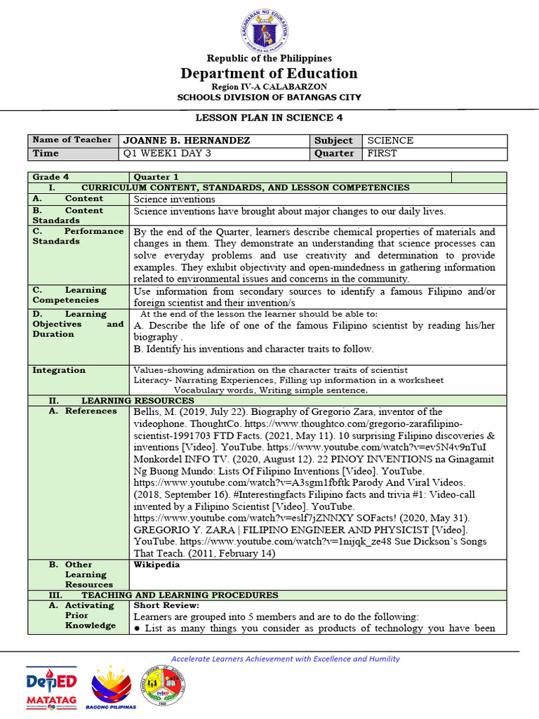 Science Lesson Plan: Gregorio Zara | PDF | Learning | Science