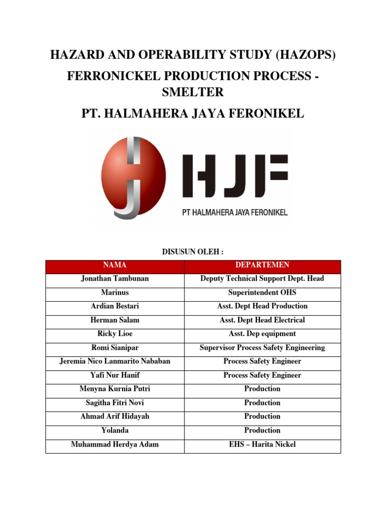 Hazard and Operability Study RKEF HJF Rev 01 | PDF