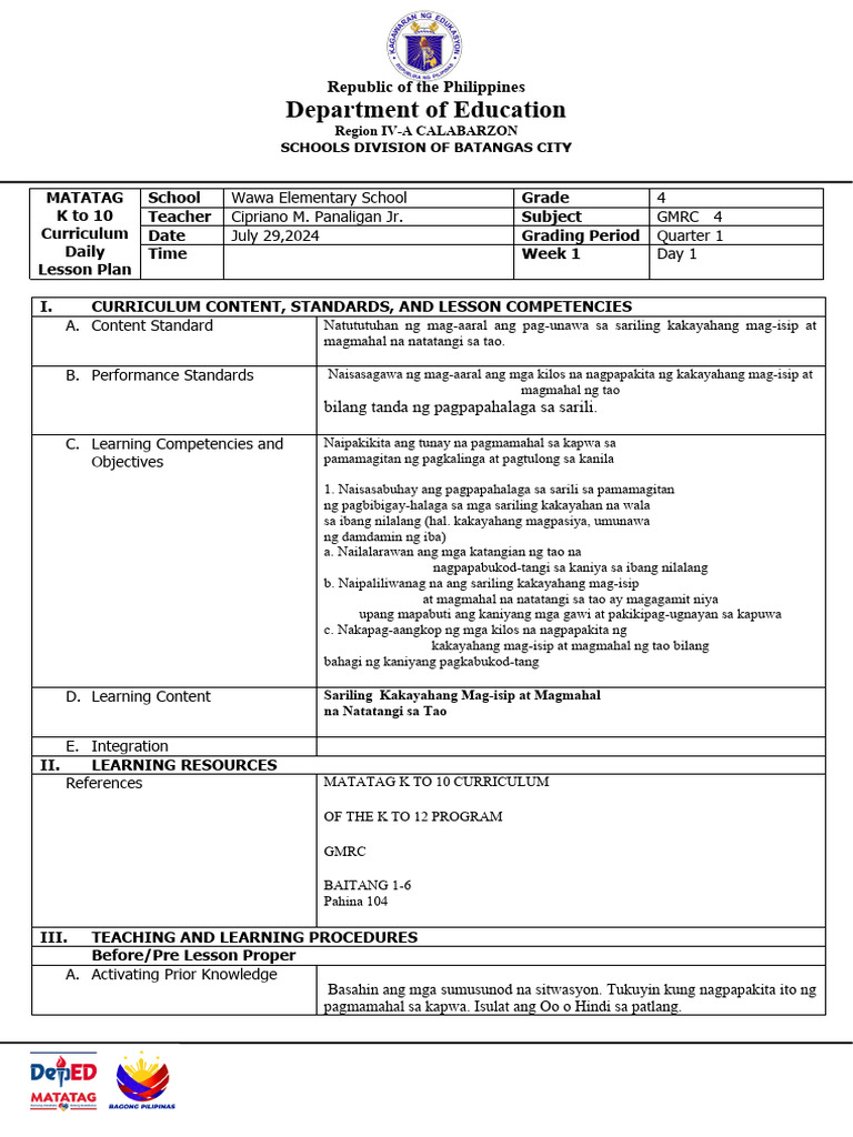 DLP Science Q1 Week 1 Day 1 To 4 | PDF
