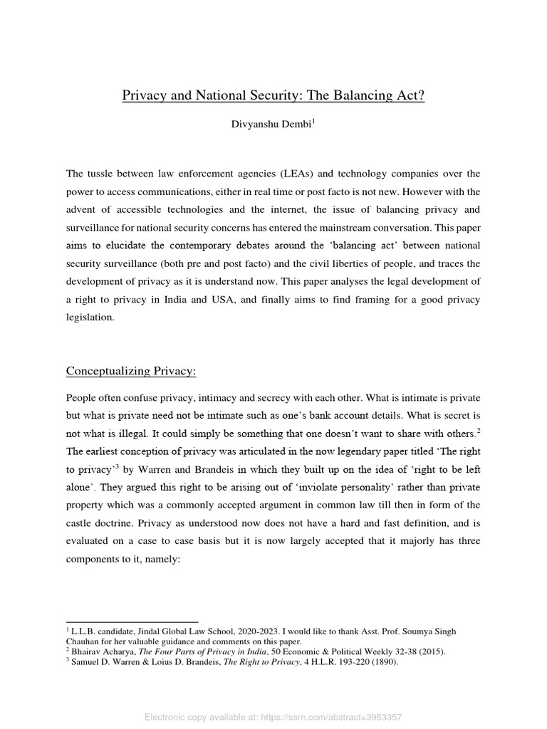 Privacy and National Security | PDF | Privacy | Surveillance