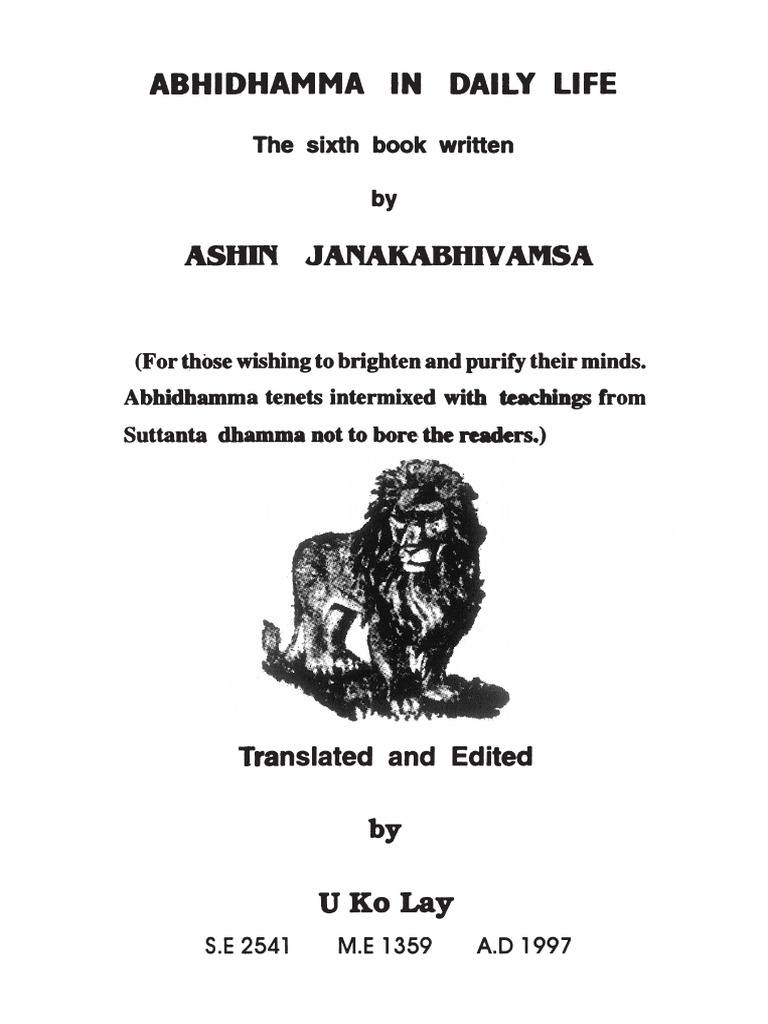 Abhidhamma in Dialy Life by Ashin Janakavibhvamsa Sixth Edition | PDF