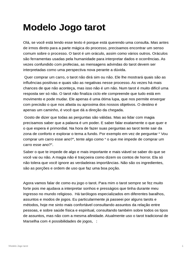 Modelo Jogo Tarot | PDF | Tarô | Oráculo